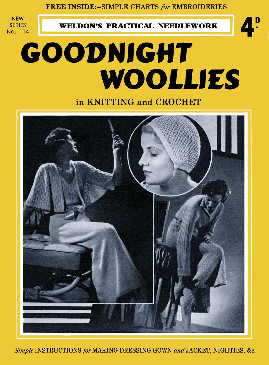 Weldon's 4D #114 C.1936 Vintage Knitting & Crochet Patterns Comfort ...