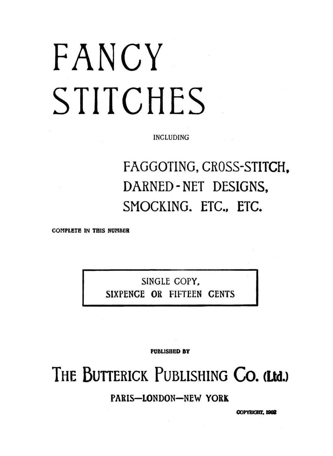 Butterick C.1902 Fancy Stitches Vintage Embroidery & Smocking PDF Ebook ...