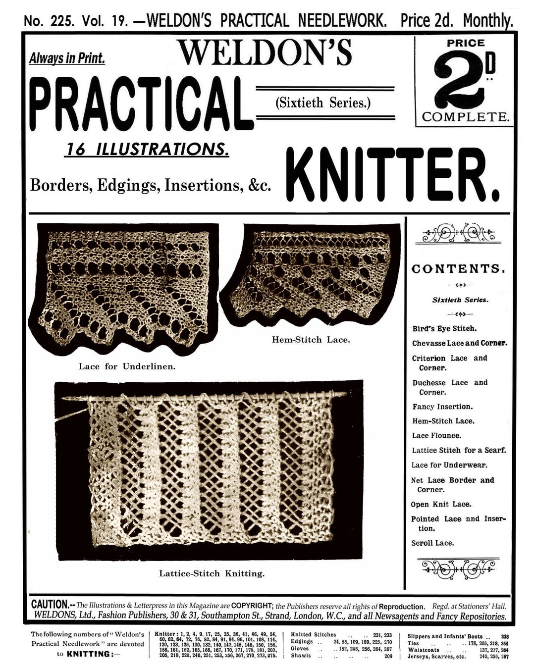 Weldon's 2D #225 C.1903 - Practical Knitter Borders, Edgings ...