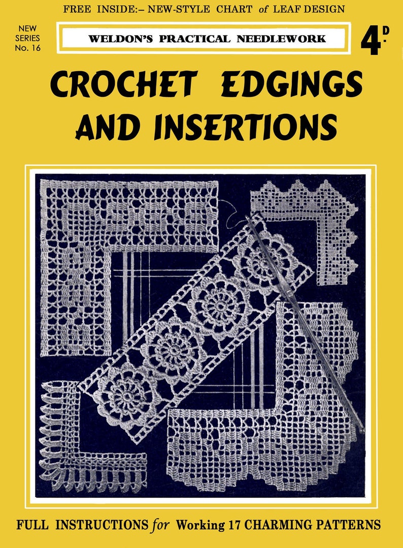 Weldon's 4D 16 C.1928 Vintage Crochet Patterns for Delicate Edgings ...
