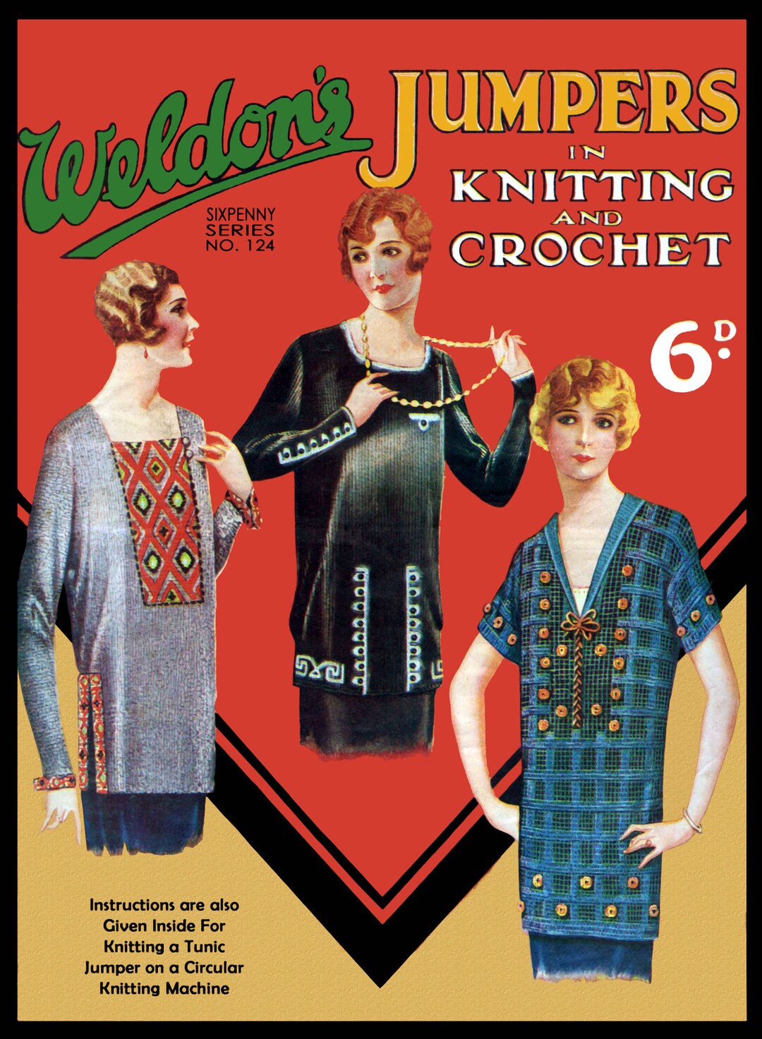Weldon's 6D #124 Vintage Instructions for 1920s Flapper Era Knitting ...