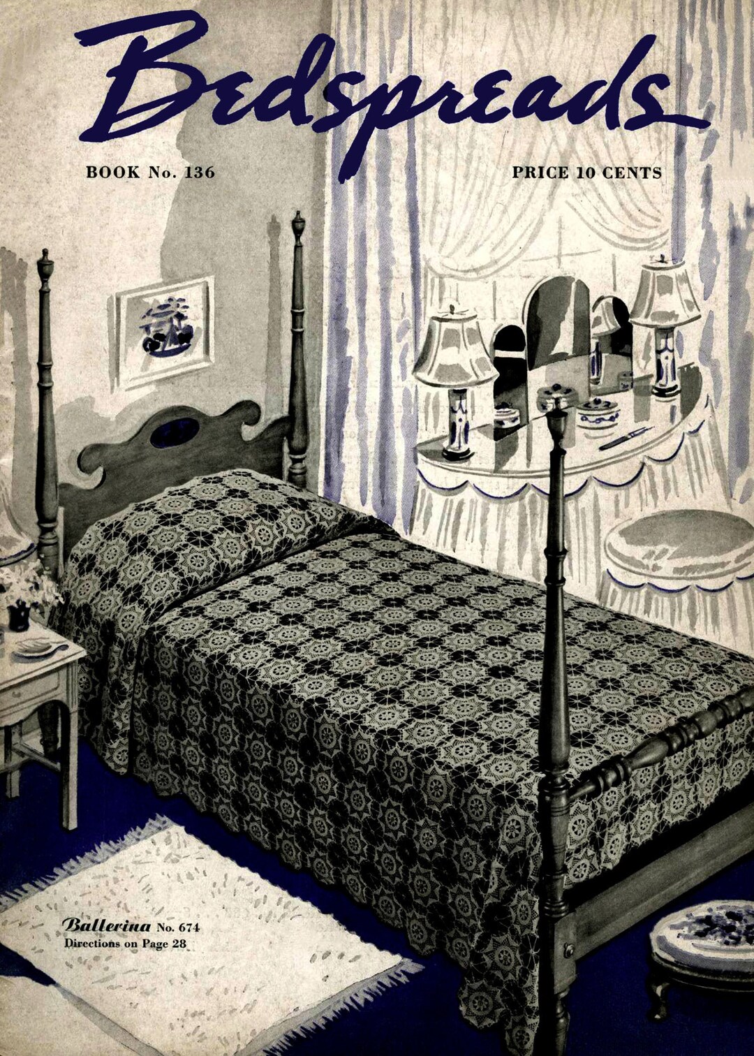 Antique Patterns to Make Bedspreads in Crochet - Spool Cotton #136 C ...