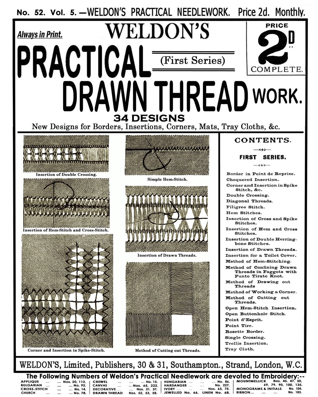 Weldon's 2D #52 c.1889 - Praktische Gezogener Faden Embroidery Work ...