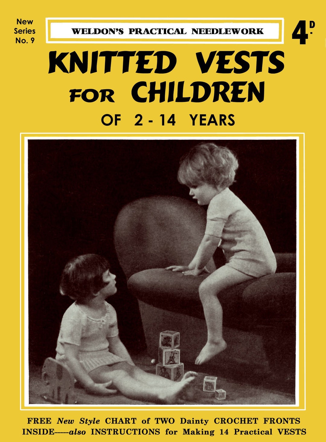 Weldon's 4D #9 C.1927 Classic Vintage Retro Knitting Patterns for Children's Vests or T-shirts ...