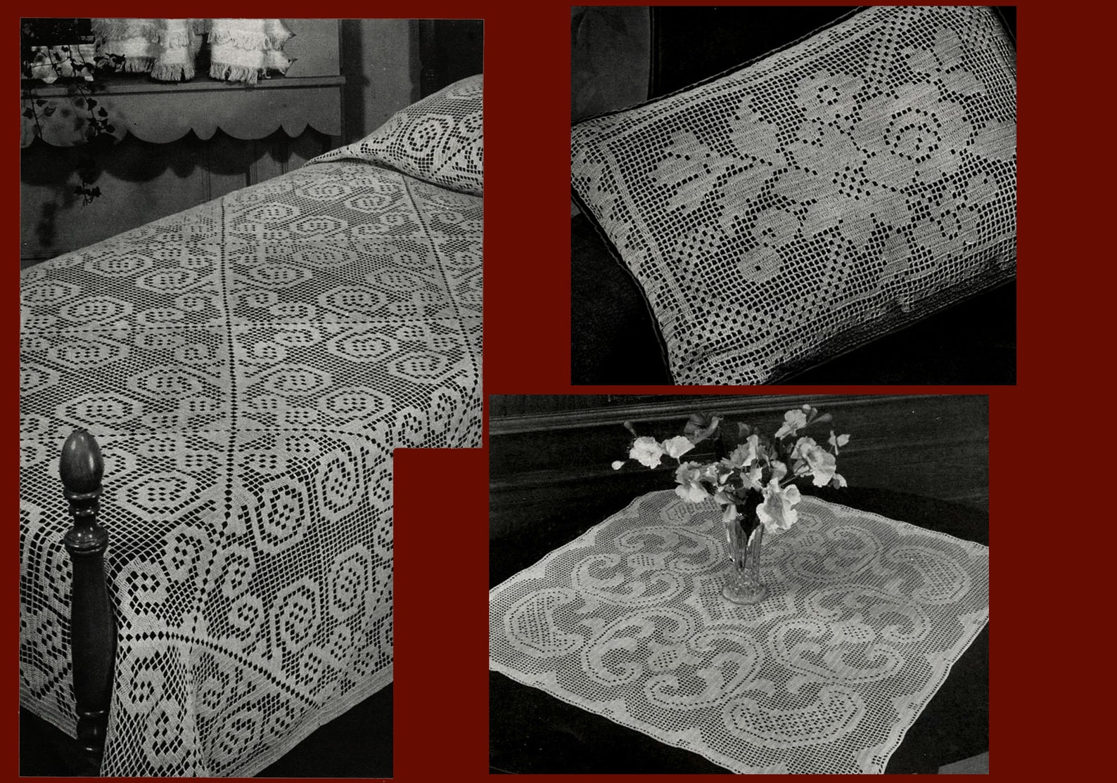 Beautiful Antique Filet Crochet Patterns Spool Cotton 193 - Etsy