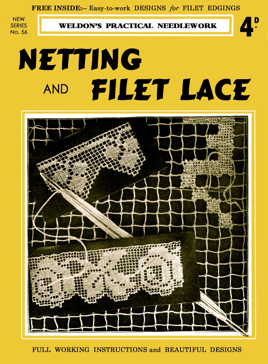 Weldon's 4D #56 C.1931 Vintage Netting & Filet Lace Instructions ...
