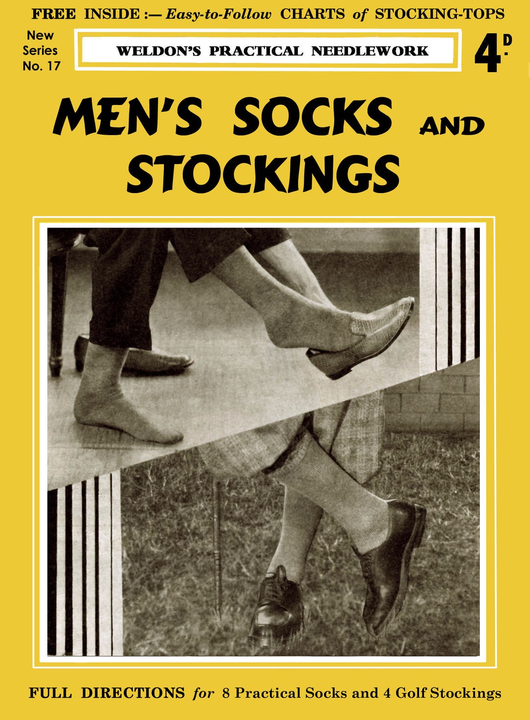 Weldon's 4D #17 C.1928 Knitting Patterns for Men's Socks & Stockings ...