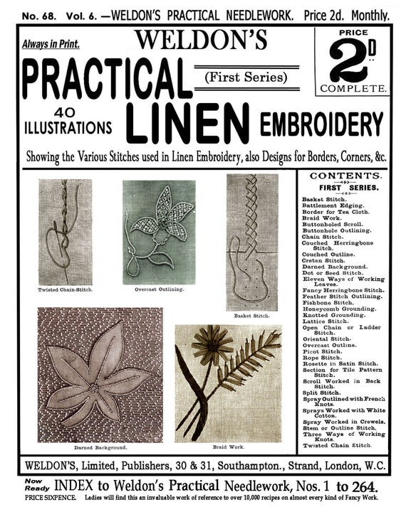 Weldon's 2D 68 C.1890 Practical Linen Embroidery PDF | Etsy