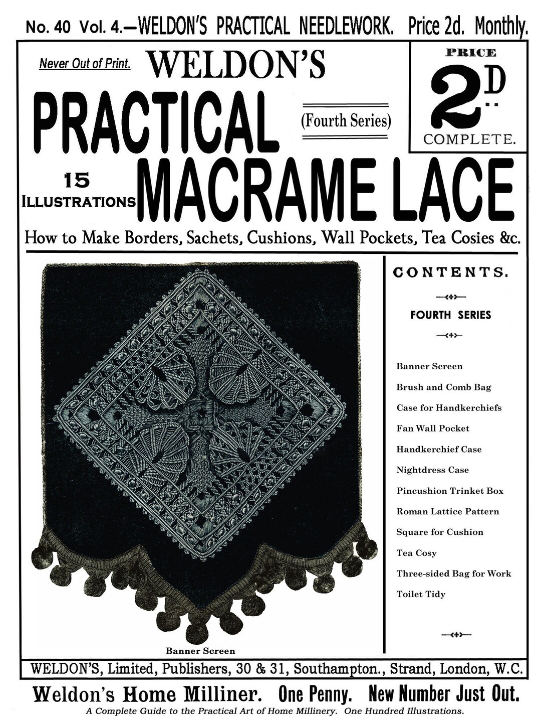 Weldon's Macrame Lace Projects: Victorian Borders, Sachets, Cosies (PDF ...
