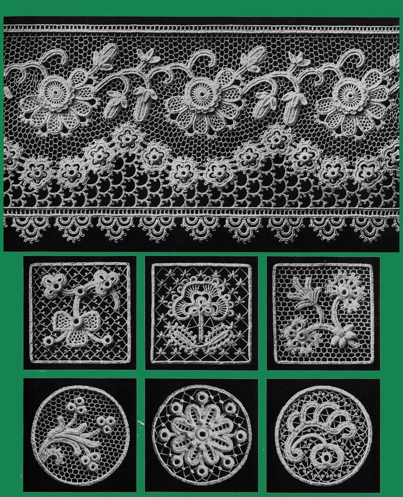DMC Irish Crochet Patterns Book: Vintage Lace Motifs, Edgings, Collars ...