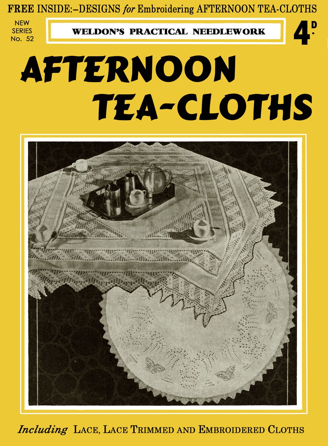 Weldon's 4D #52 C.1931 Vintage Patterns Filet Crochet Tea Cloth Table ...