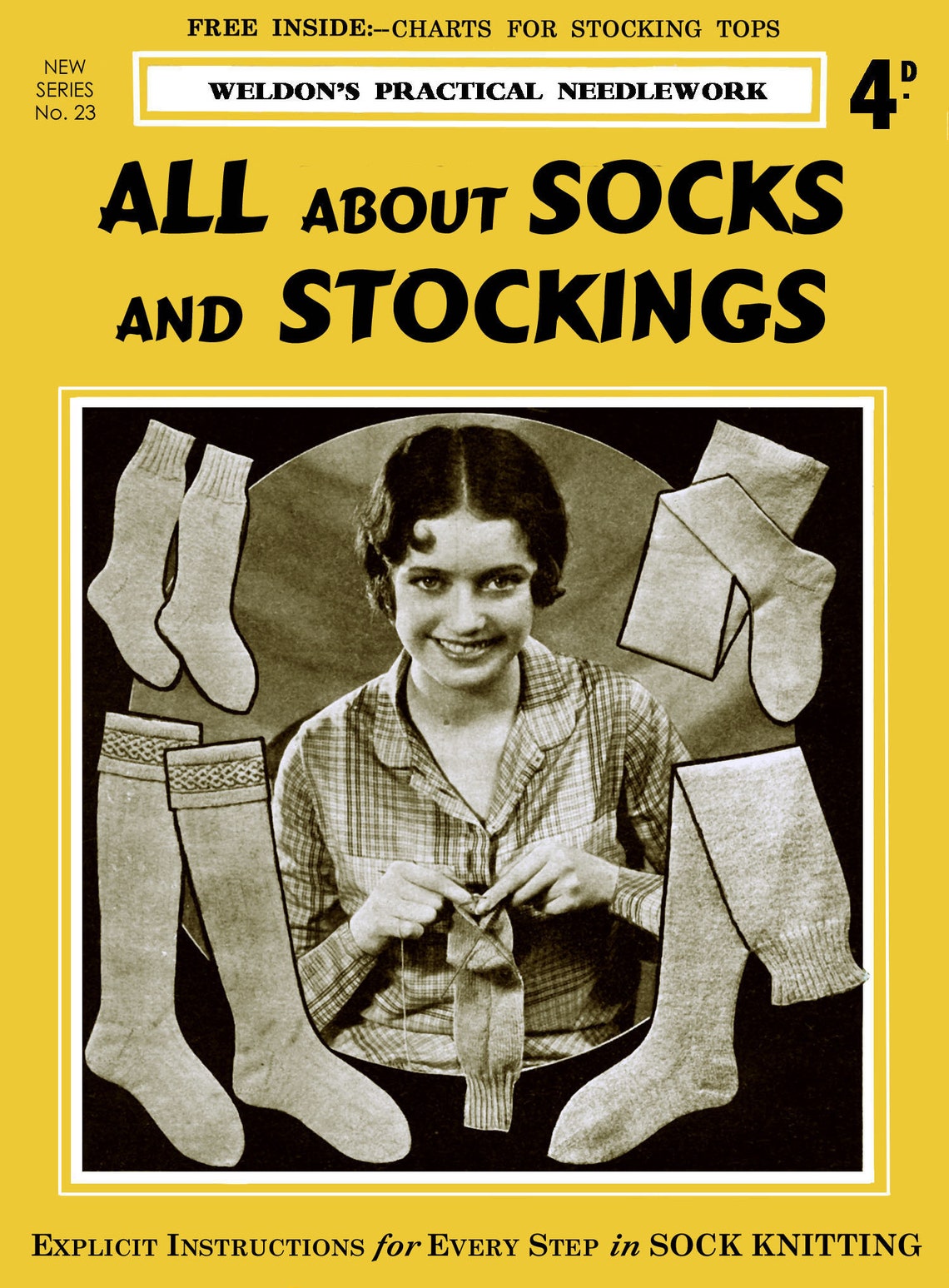 Weldon's 4D 23 C.1929 Vintage Sock Knitting Patterns and | Etsy