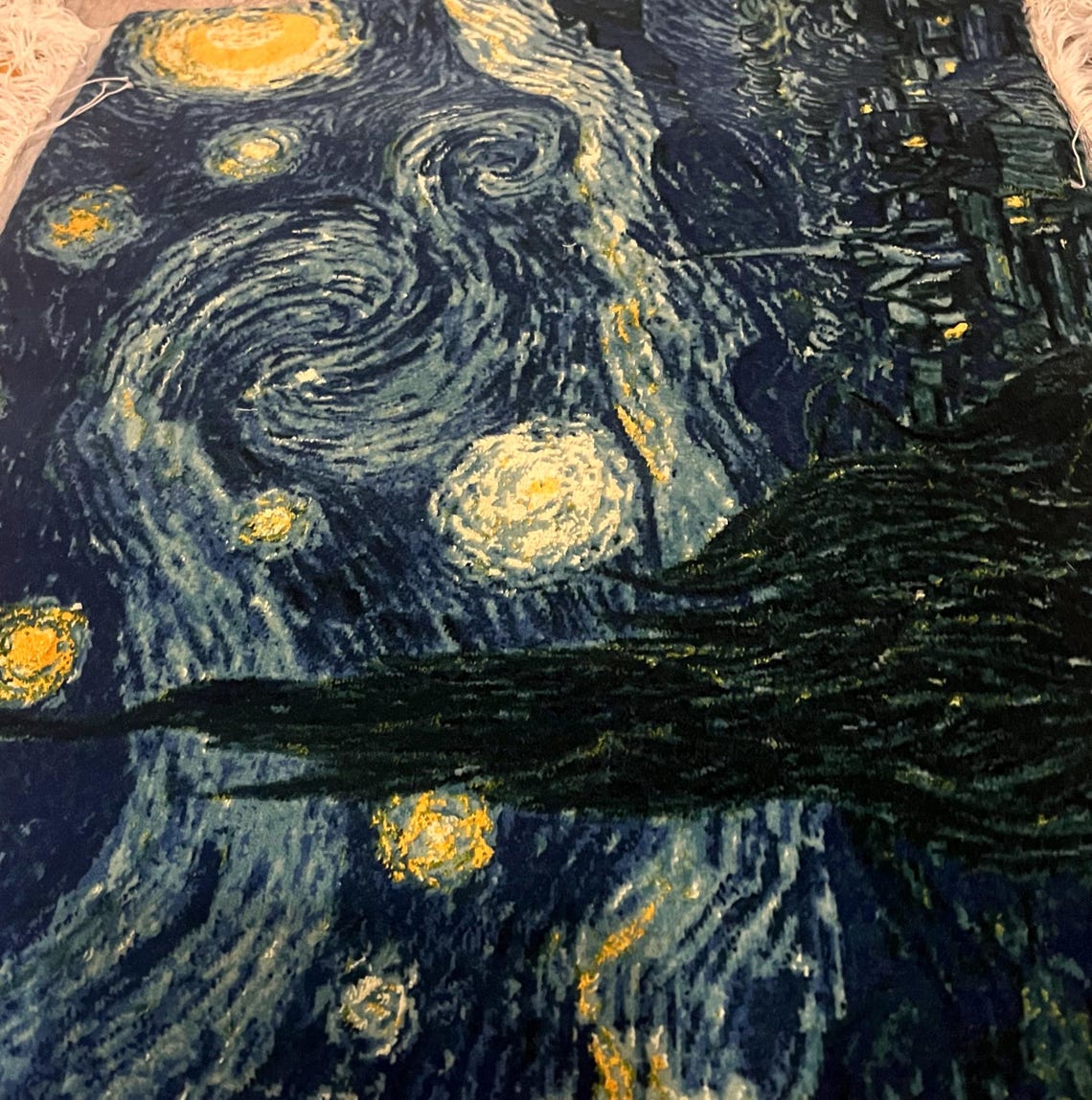 Starry Night Area Rug – Van Gogh Inspired Handmade Carpet - Etsy