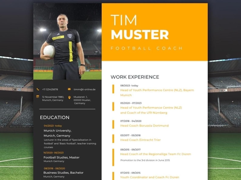 Sports Resume Template Professional CV for Coaches, Trainers & Athletes ...