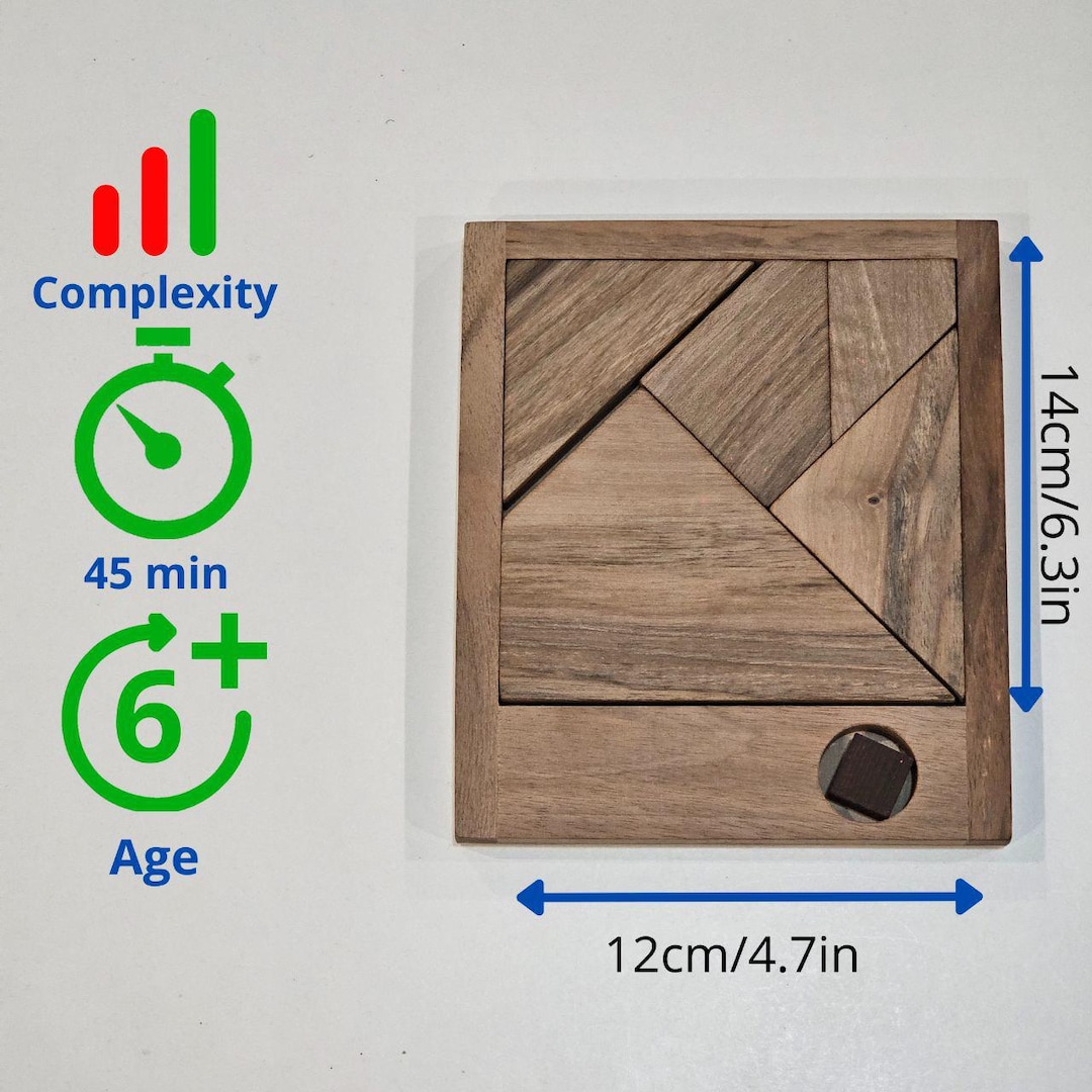Black Square Puzzle, Wooden Square Puzzle, Tangram Puzzle, Wood Toy ...