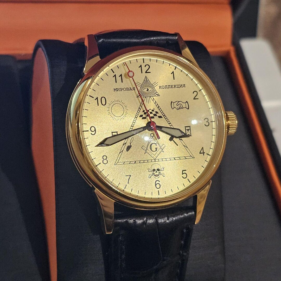 Vintage Watch Masonic - Raketa. Rare Mens Wrist Watch, Mechanical ...