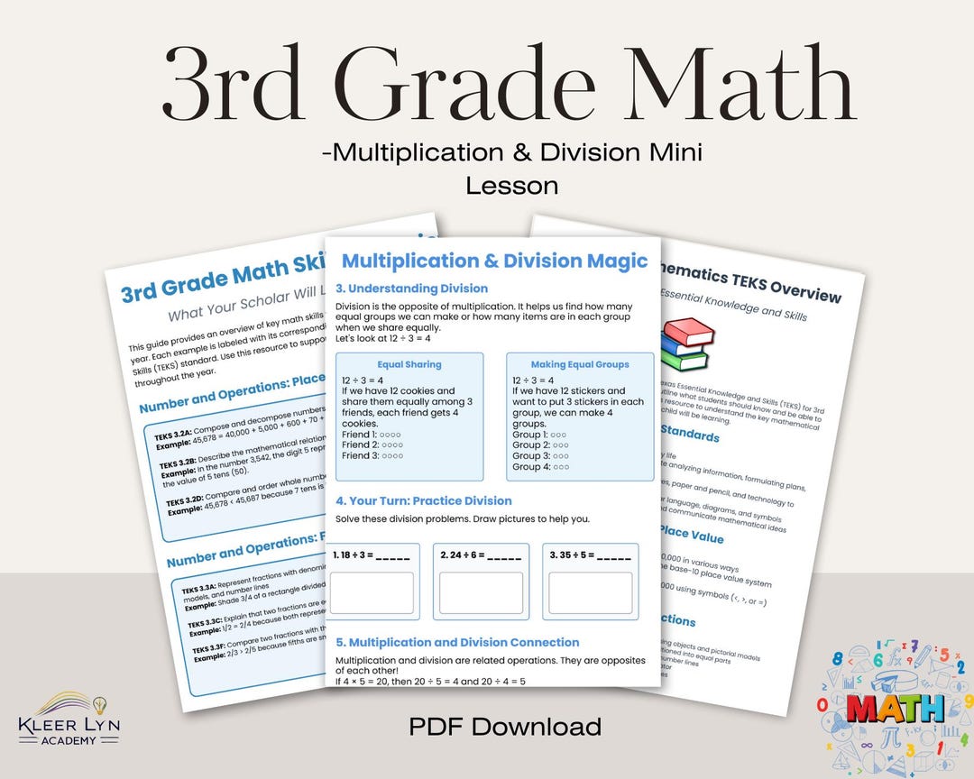 3rd Grade Mini Lesson: Multiplication & Division, 3rd Grade Math - Etsy