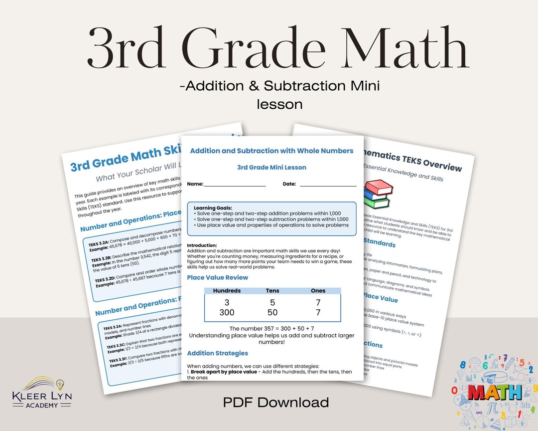 3rd Grade Mini Lesson: Strategies for Addition & Subtraction, 3rd Grade ...
