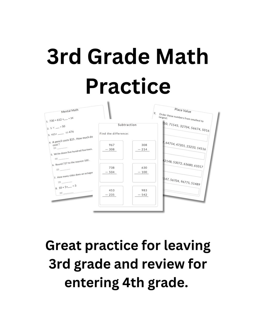 Math Activity Workbook for Grade 3, 3rd Grade Math Worksheets, PDF ...