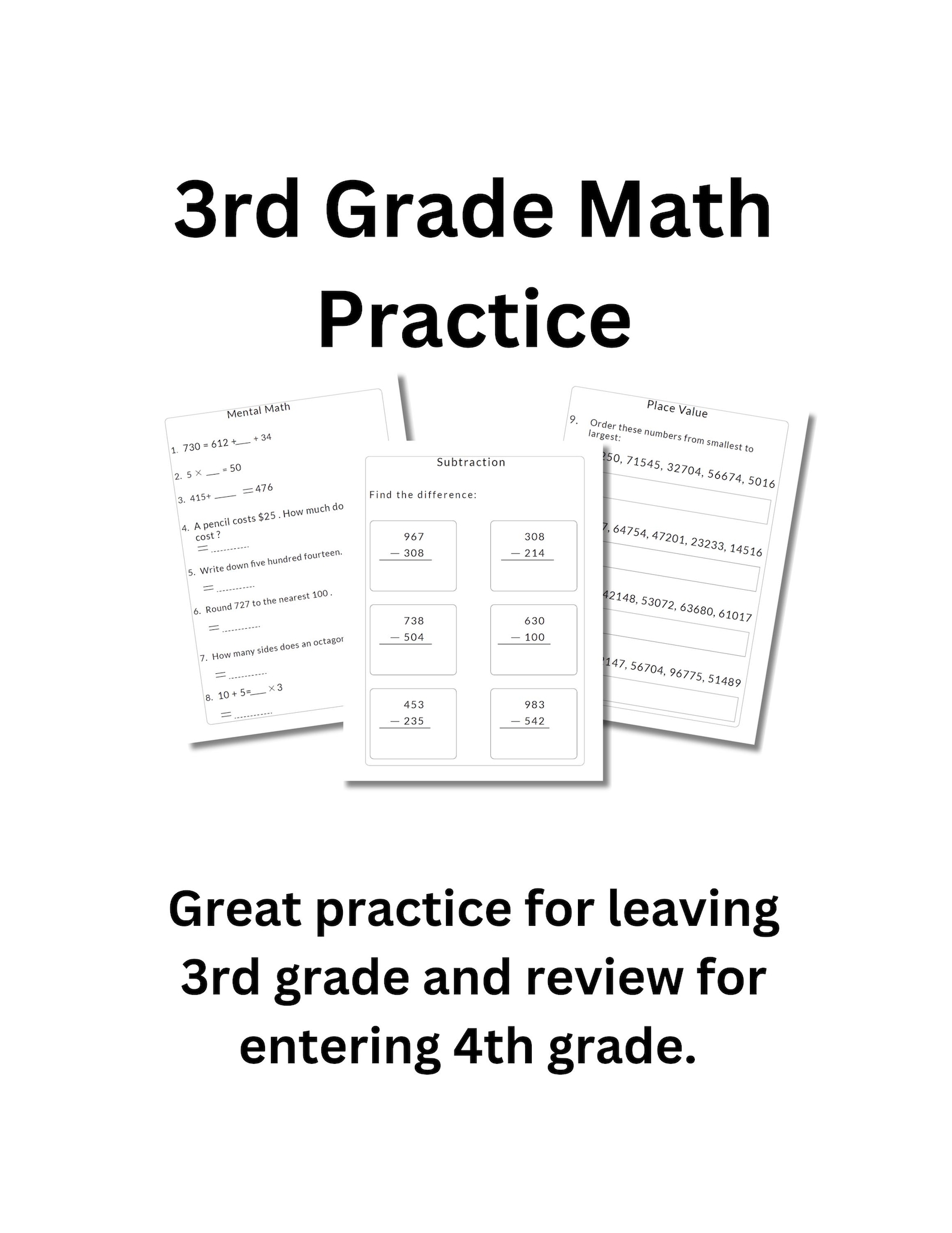 Math Activity Workbook for Grade 3, 3rd Grade Math Worksheets, PDF ...