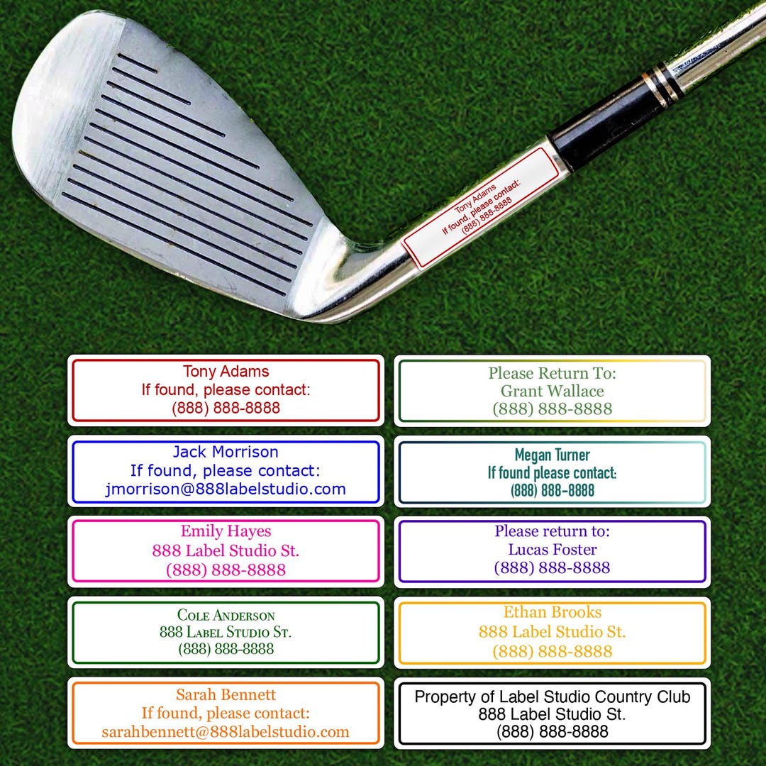 Personalized Golf Club ID Name Labels - Set of 28 Custom Golf Stickers ...