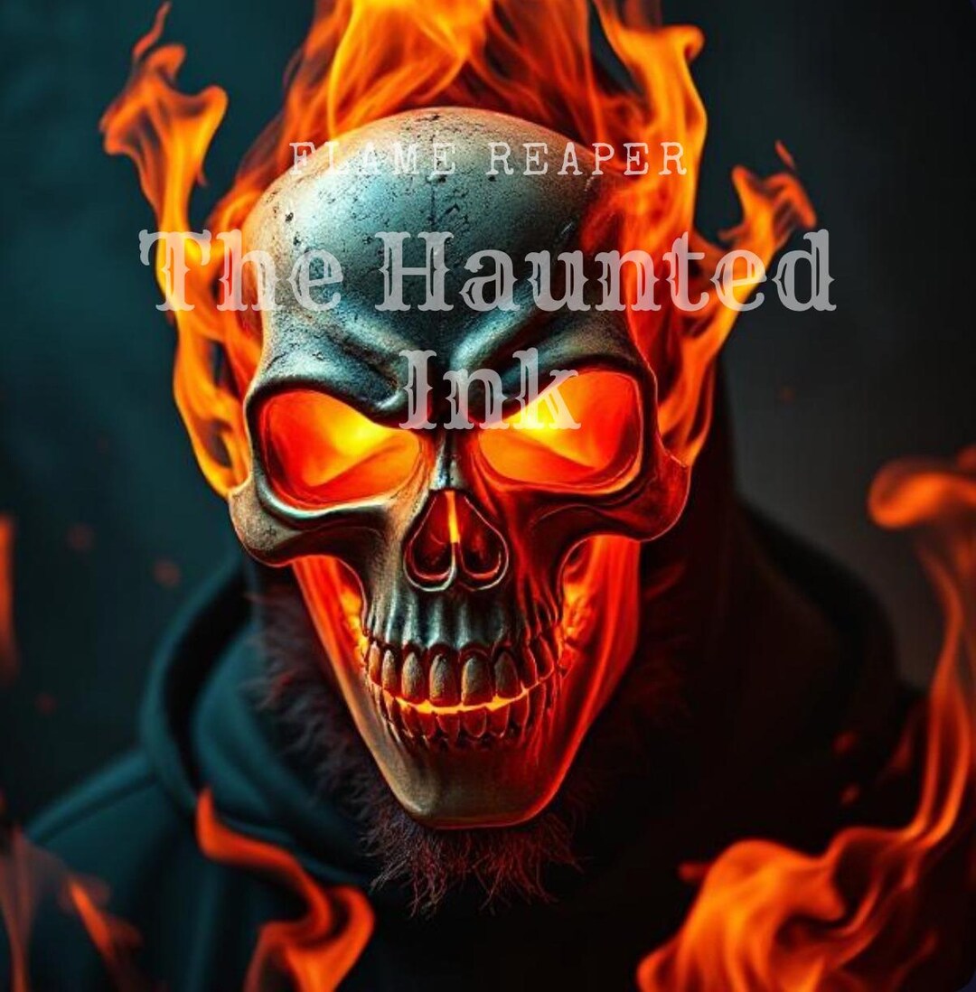 Flame Reaper - Horror, Art, Skull, Flame, Unique, Home Decor, Scary ...