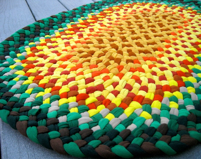 Braided Rug Made With Recycled Cotton Tee Shirts T Shirts - Etsy