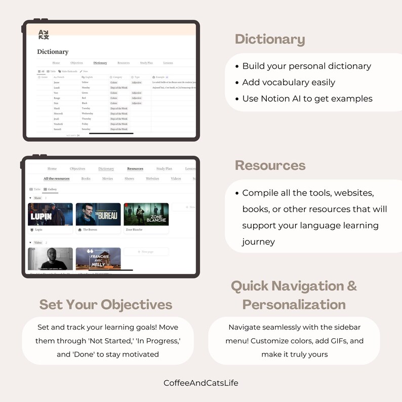 Notion Language Learning Template, Language Hub, Study Planner Template ...