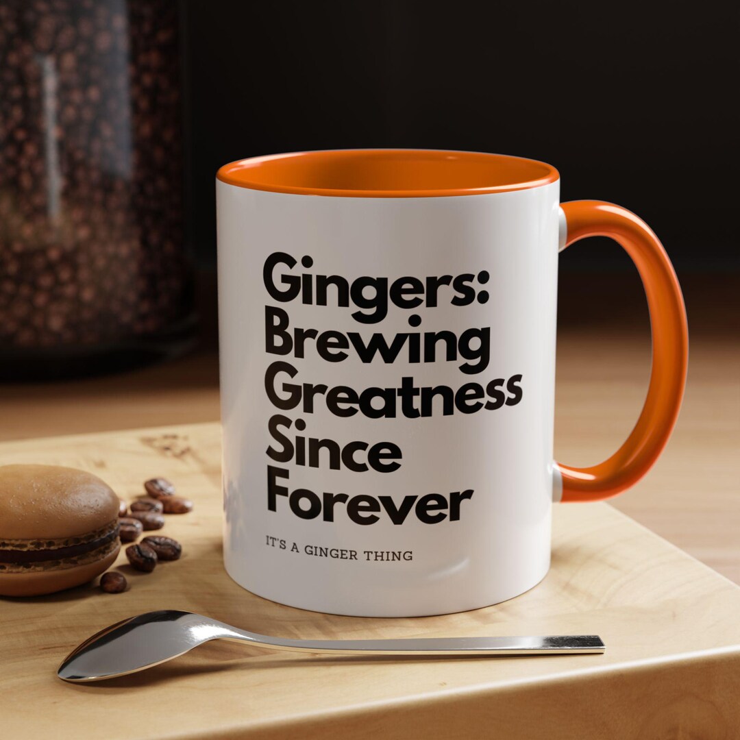 Coffee Mug, Ginger Mug With G Logo Saying Ginger: Brewing Greatness ...