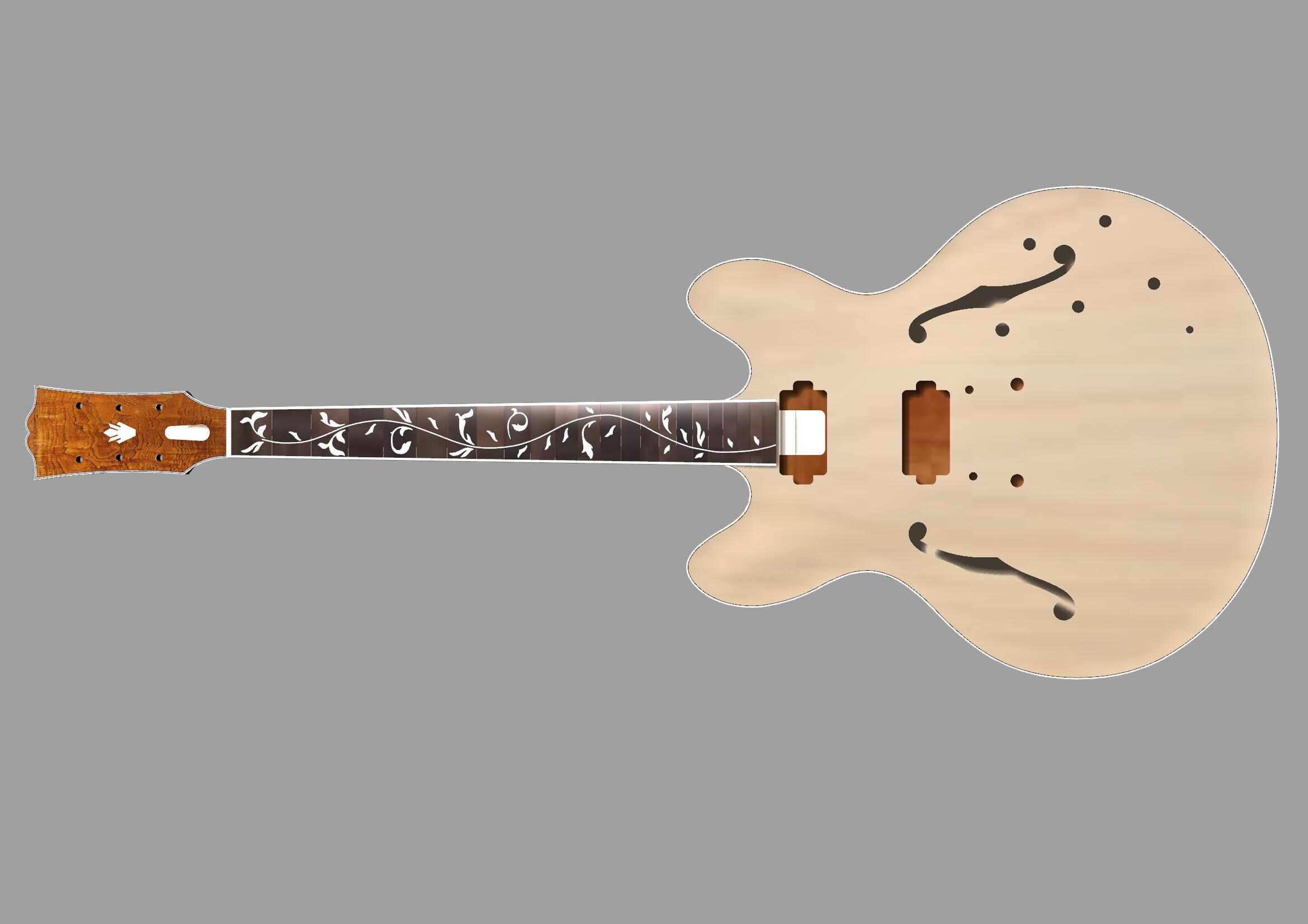 ES 335 Guitar, 3D & 2D Plan, CNC Guitar, Illustration, Guitar Designs ...