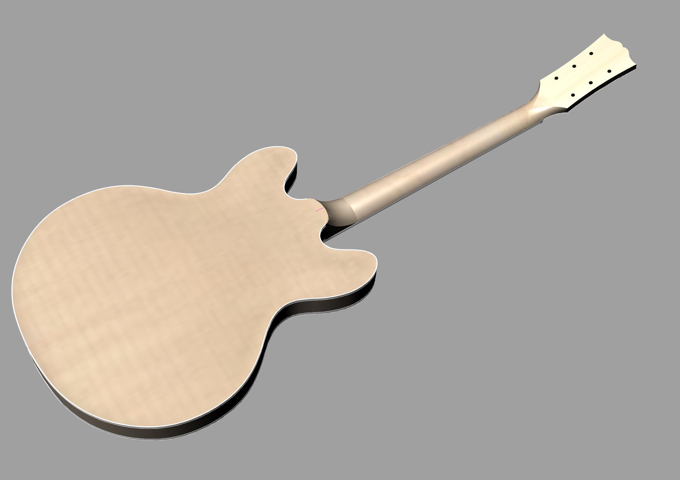 ES 335 Guitar, 3D & 2D Plan, CNC Guitar, Illustration, Guitar Designs ...
