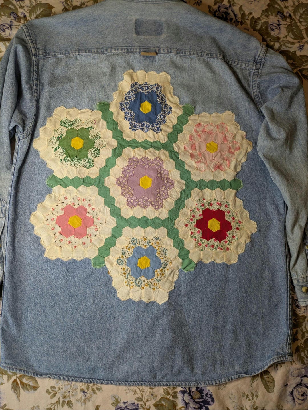 Upcycled Denim Shirt With Vintage Unfinished Quilt Top Size Men's M - Etsy