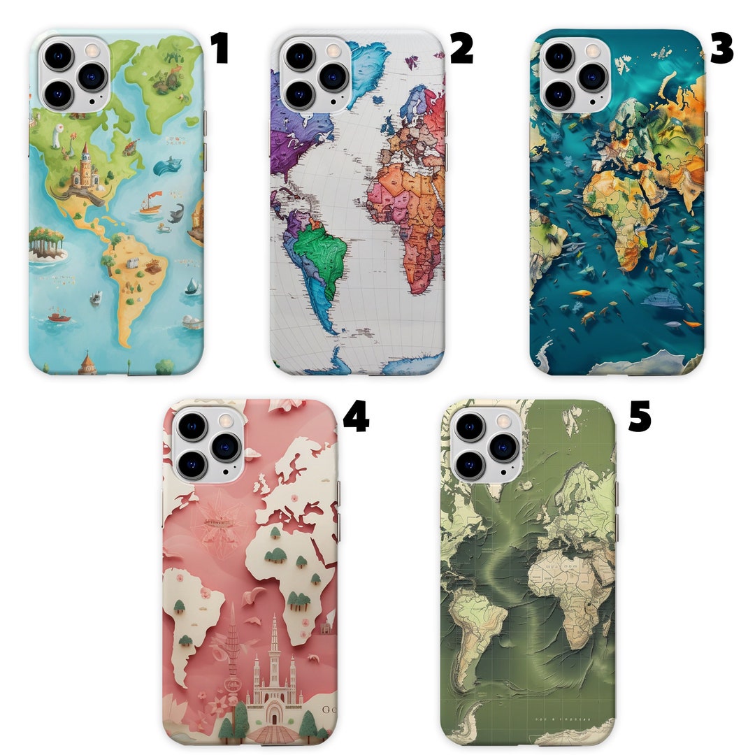 World Map Phone Case Globus Earth Cute Cover Fit for iPhone 15 Pro Max ...