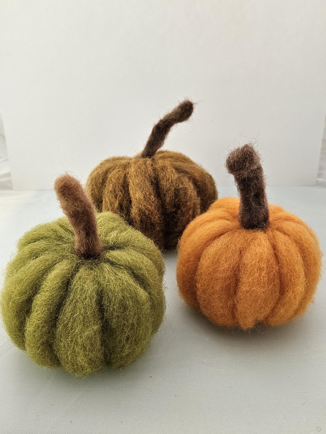 Needle Felted Wool Pumpkin Set: Miniature Autumn Gourds, Thanksgiving ...