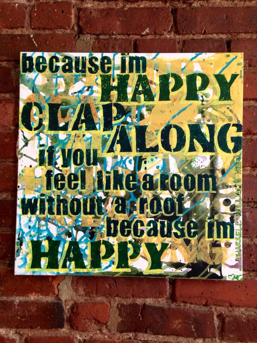 Abstract, Acrylic, Happy Song Lyrics on Canvas // 18" X 18" Music Art ...