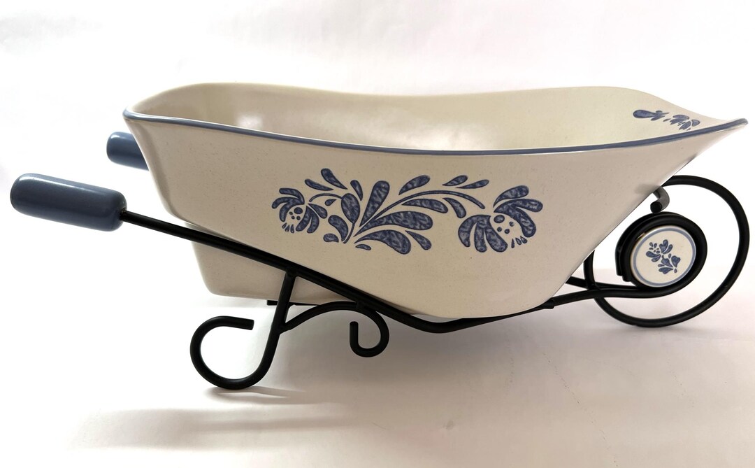 Vintage Ceramic Wheelbarrow Container - Hand-painted Floral Design ...