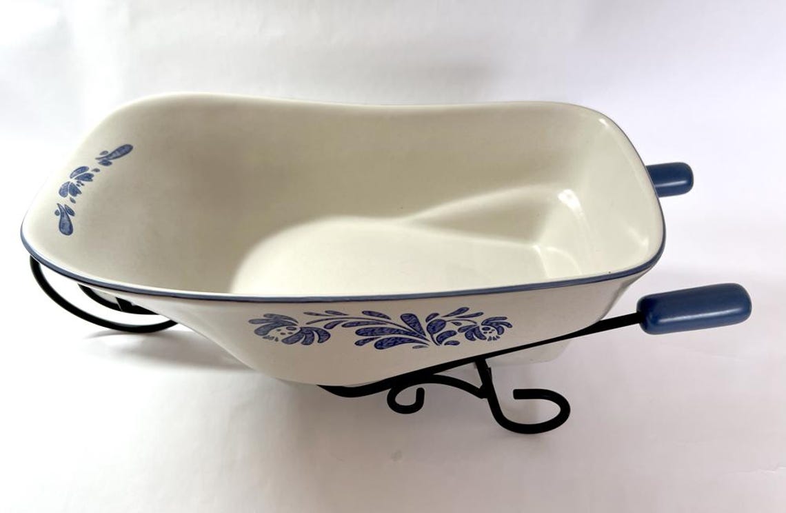 Vintage Ceramic Wheelbarrow Container - Hand-painted Floral Design ...
