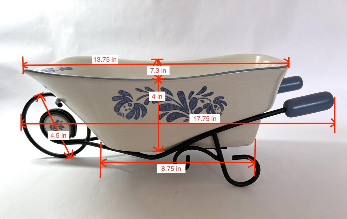 Vintage Ceramic Wheelbarrow Container - Hand-painted Floral Design ...