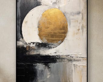 Full Moon Landscape, Dark, 100% Hand Painted, Textured Painting ...