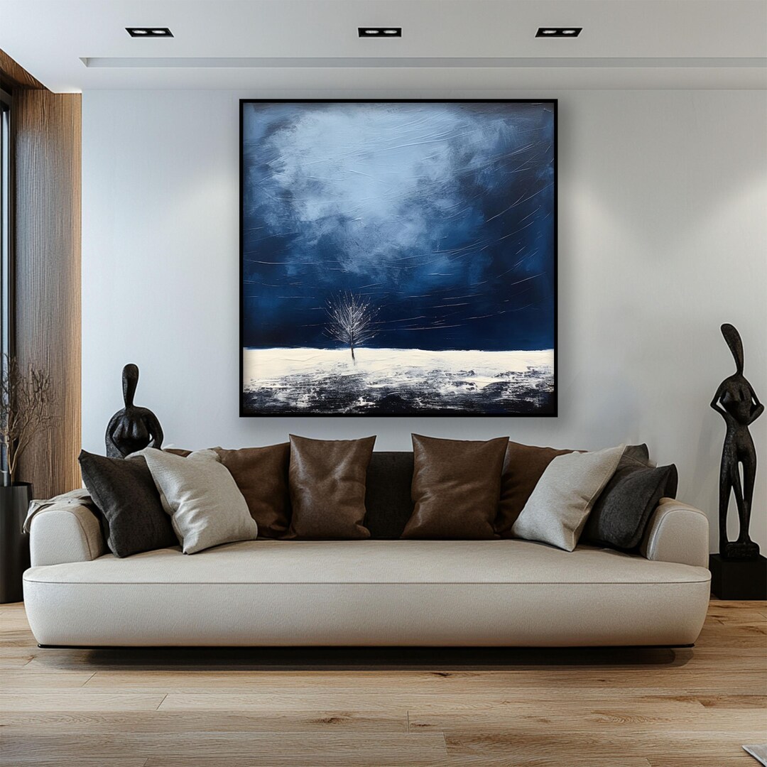 Abstract Winter Tree Oil Painting: Textured Canvas Wall Art - Etsy