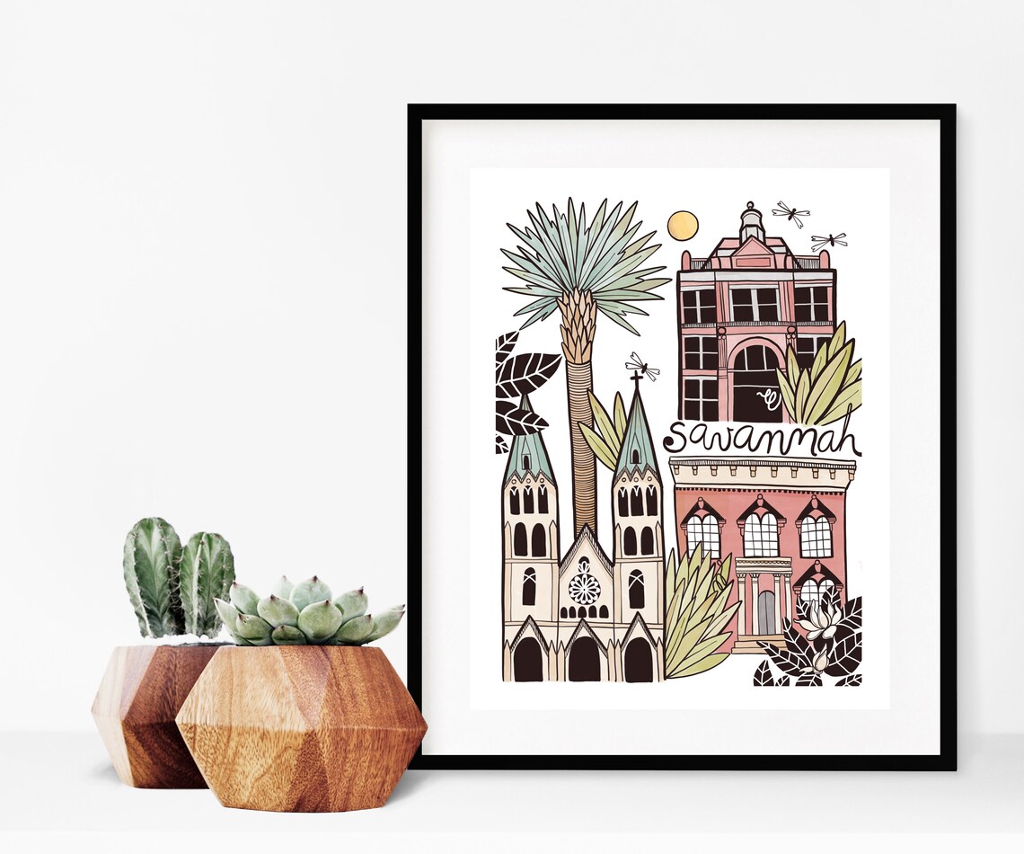 Savannah Art Watercolor Savannah Print Savannah Poster Wall | Etsy