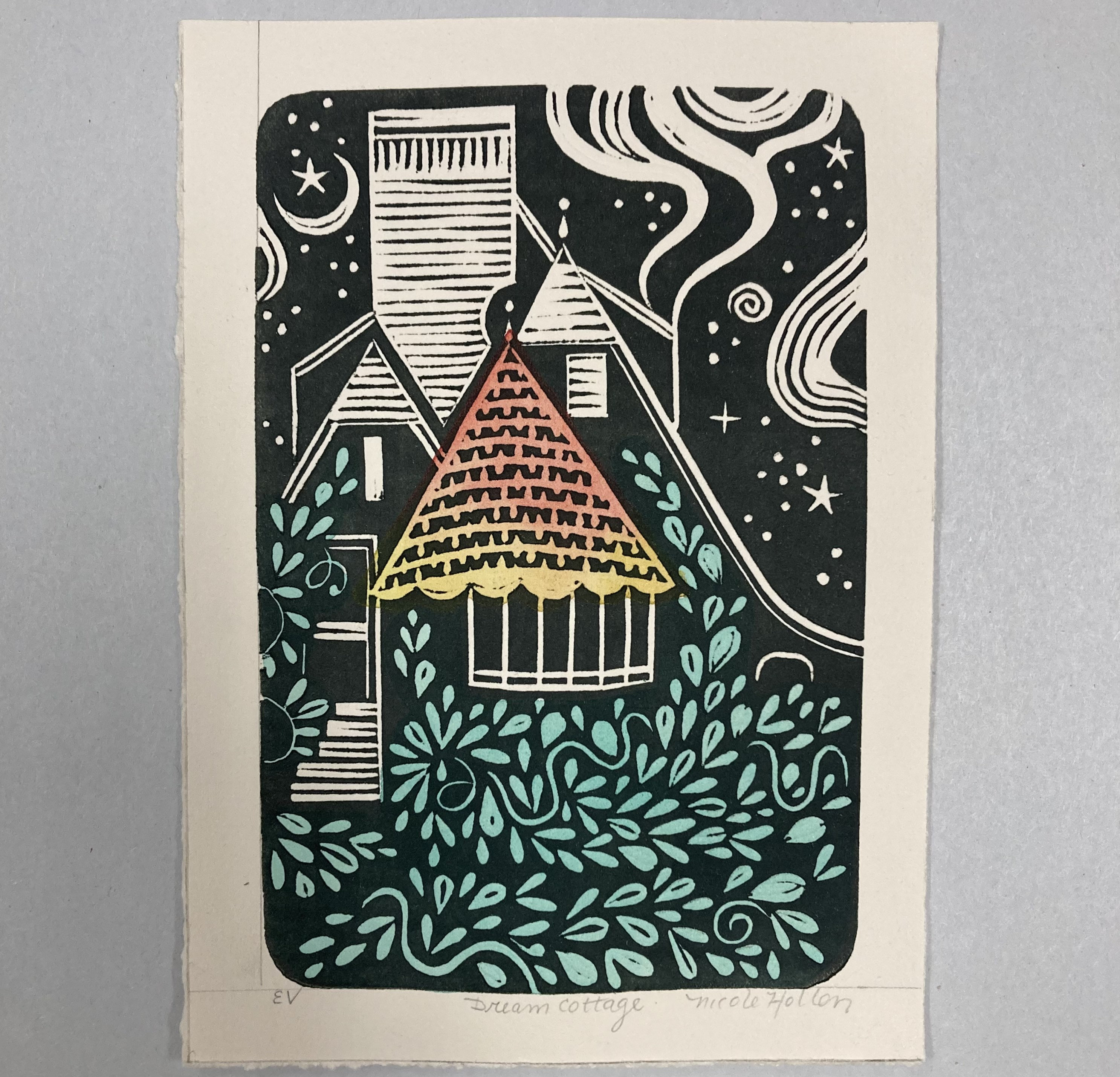 Dream Cottage Tudor House Block Print Printmaking Relief Print Linocut ...