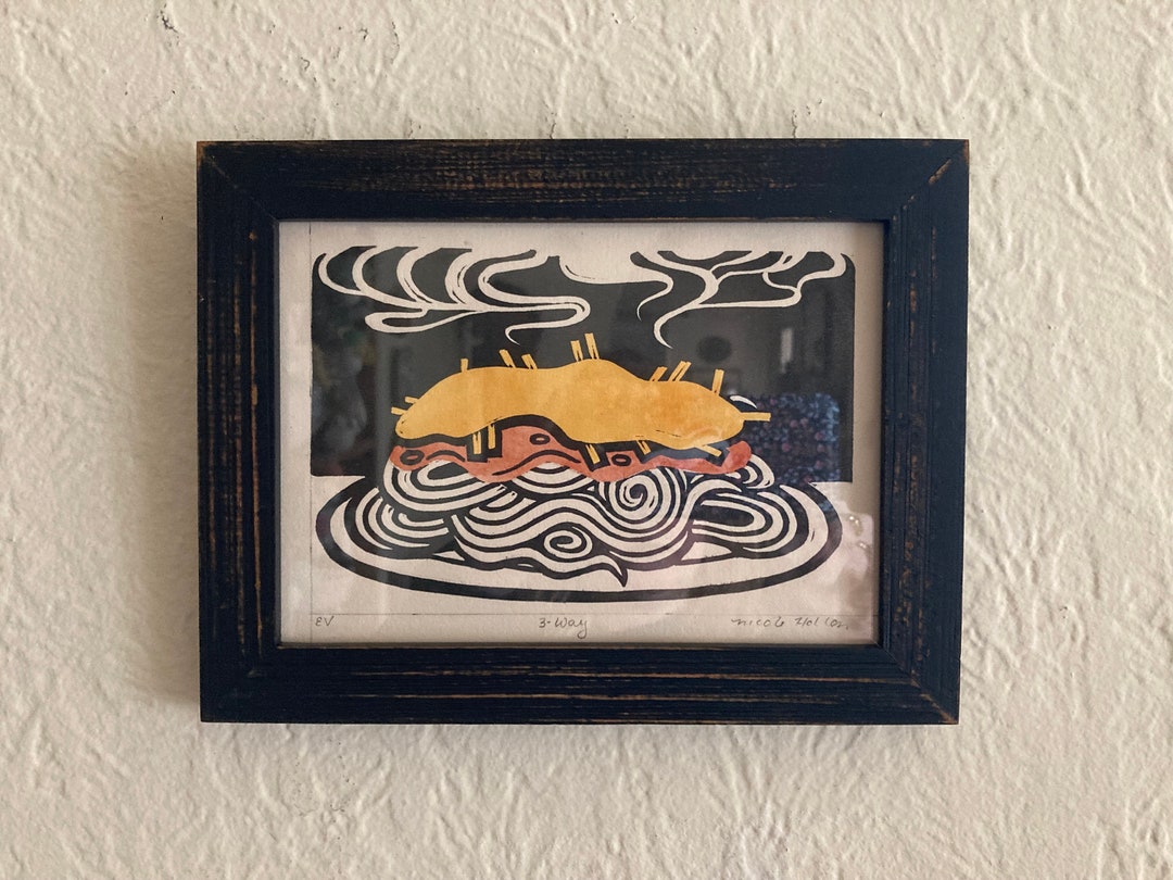 3-way Cincinnati Chili Spaghetti Block Print Printmaking Relief Print ...