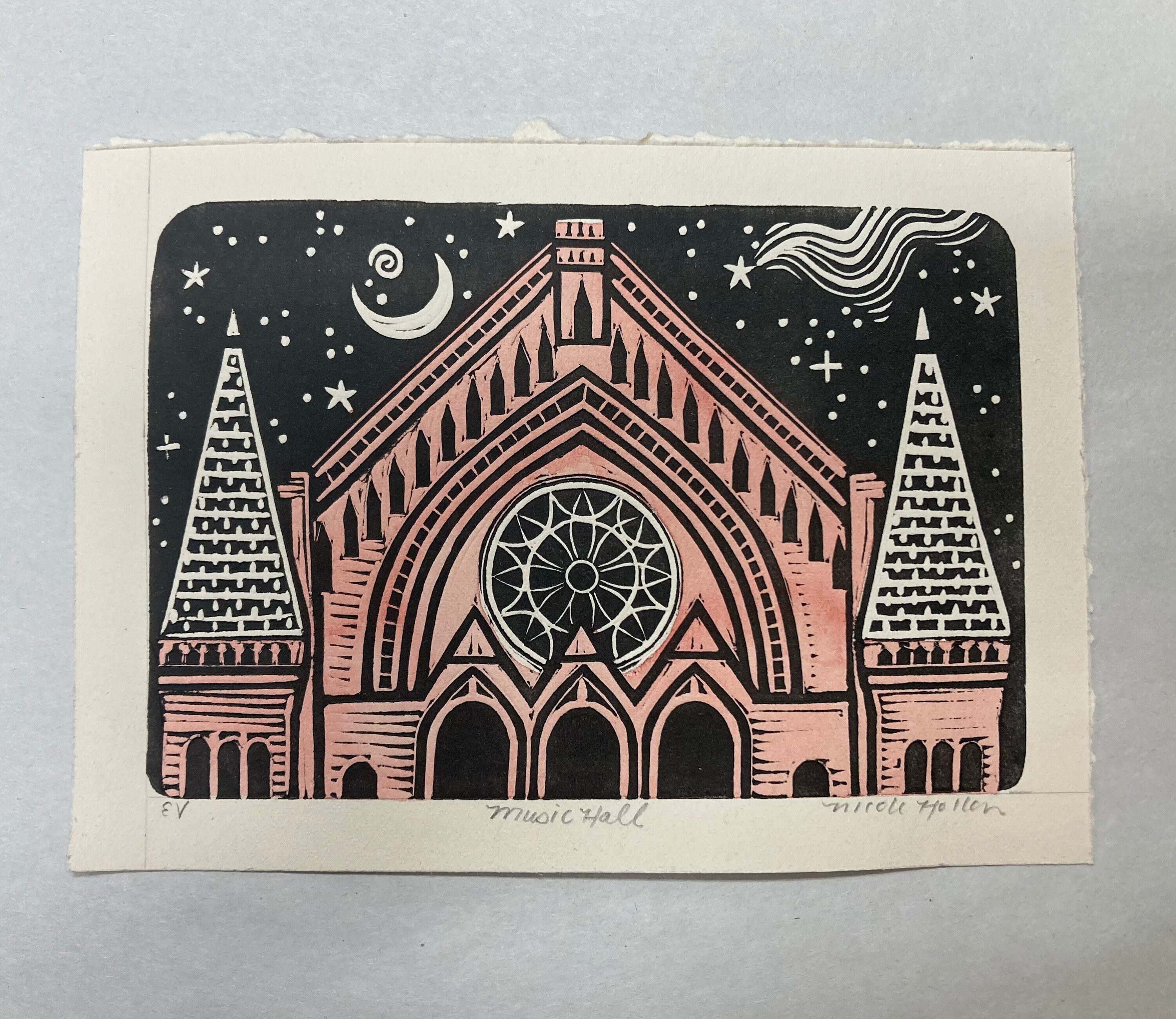 Music Hall Cincinnati Block Print Printmaking Relief Print Linocut ...