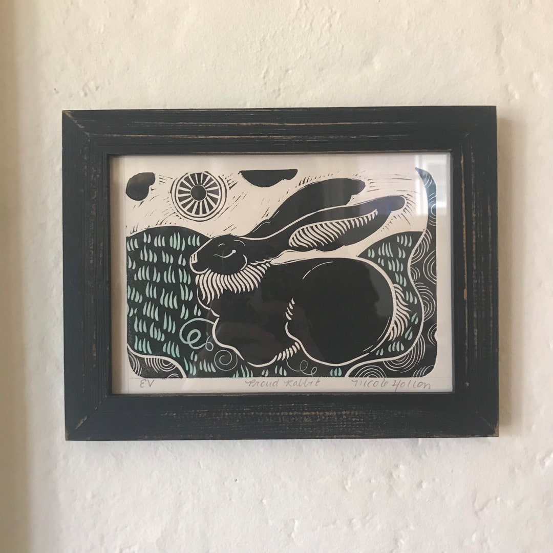 Proud Rabbit Block Print Printmaking Bunny Relief Print Linocut ...