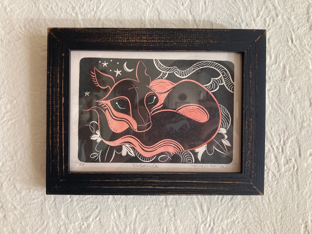 Vulpecula Fox Block Print Printmaking Fox Relief Print Linocut ...