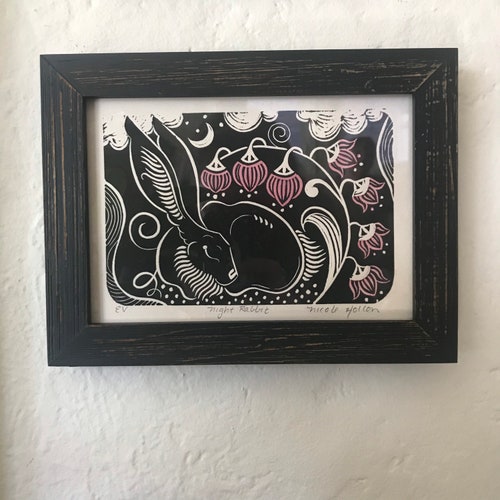 Proud Rabbit Block Print Printmaking Bunny Relief Print - Etsy