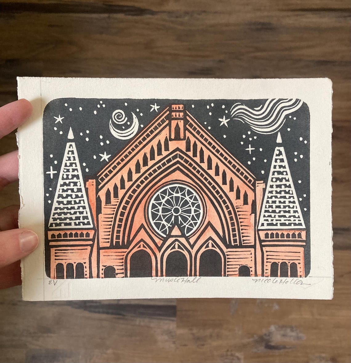 Music Hall Cincinnati Block Print Printmaking Relief Print Linocut ...