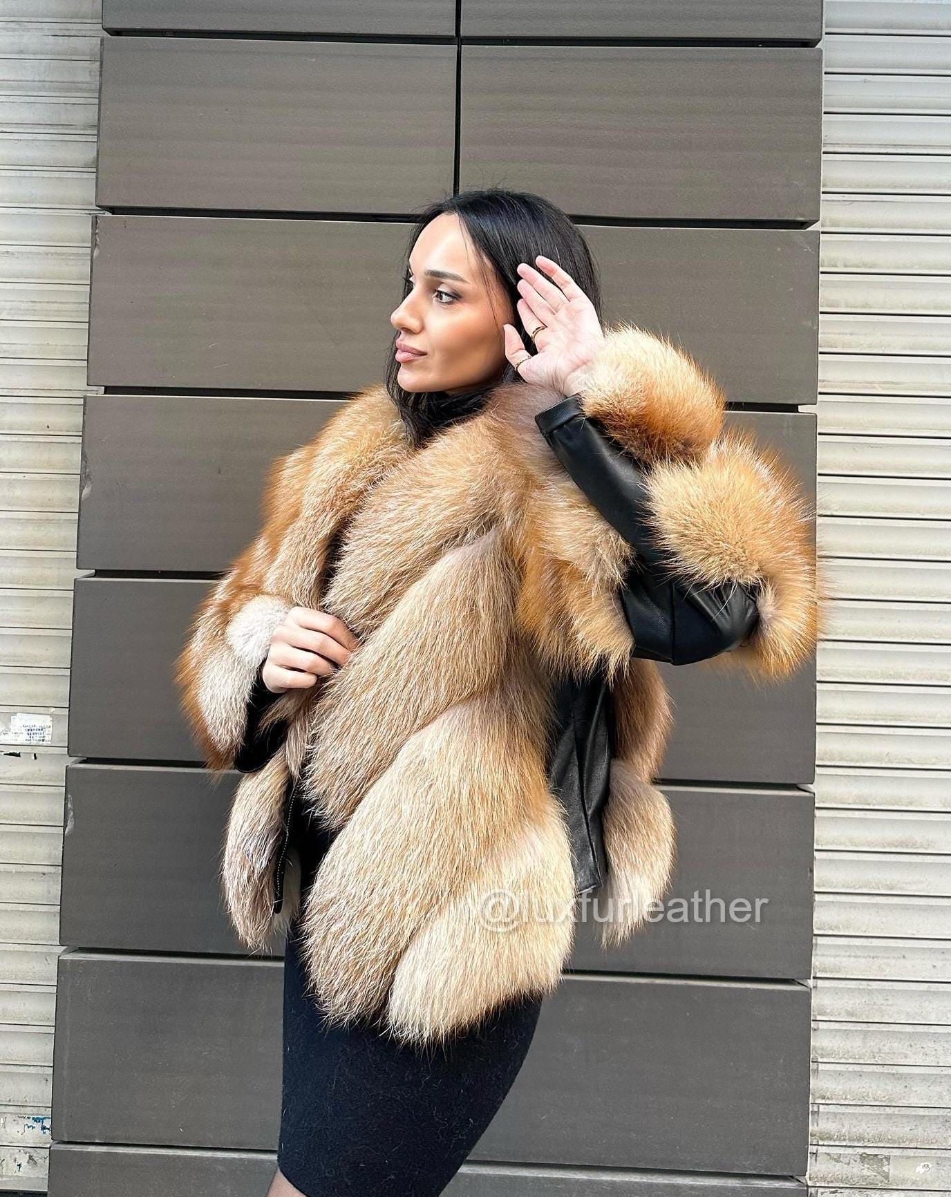 Women Natural Frost Fox Fur Jacket- Fox Jacket- Premium Quality Fur ...