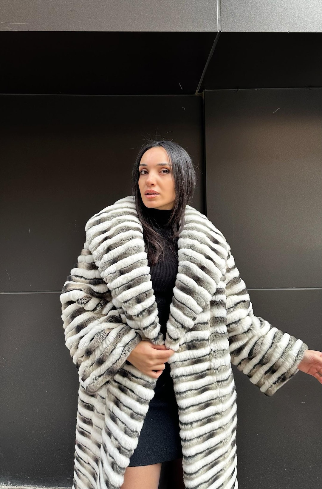 Limited Edition-rex Rabbit Fur Coat Perfect Handcrafted - Unique Soft ...